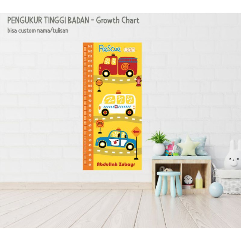 Jual Alat Ukur Tinggi Badan Anak Custom Nama Tulisan Tema Rescue Grow ...