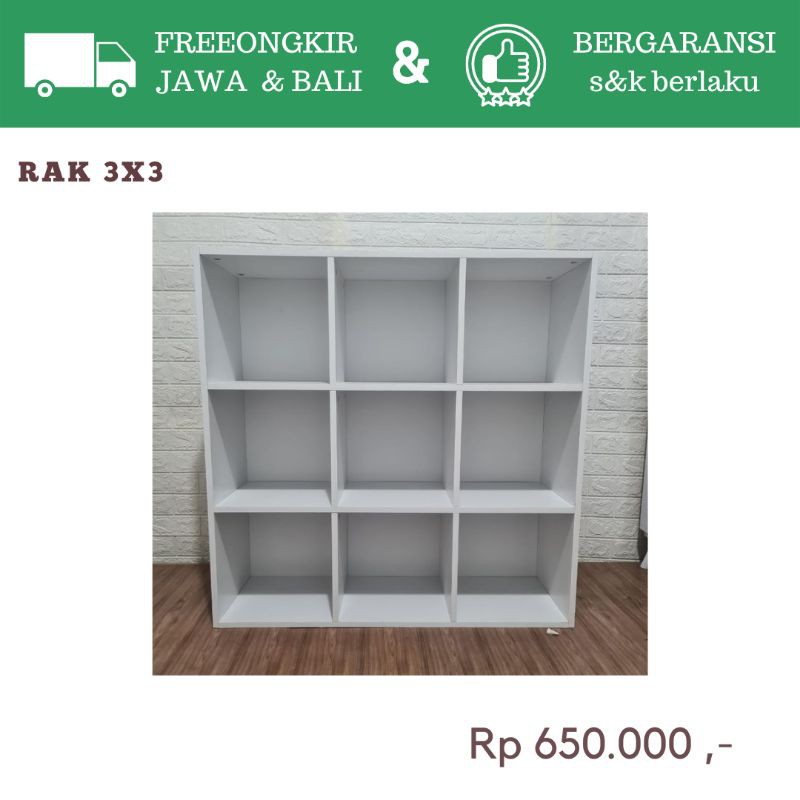 Jual BOOKCASE 3X3 logan series (FREEONGKIR JAWA DAN BALI) | Shopee ...