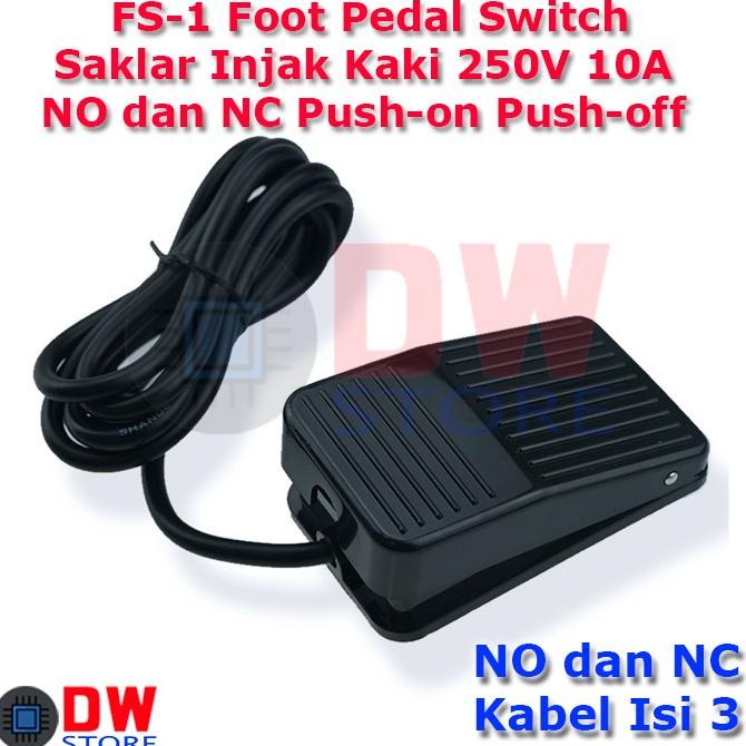 Jual FS-1 FS1 Foot Pedal Switch Saklar Injak Kaki 250V 10A Push-on Push ...