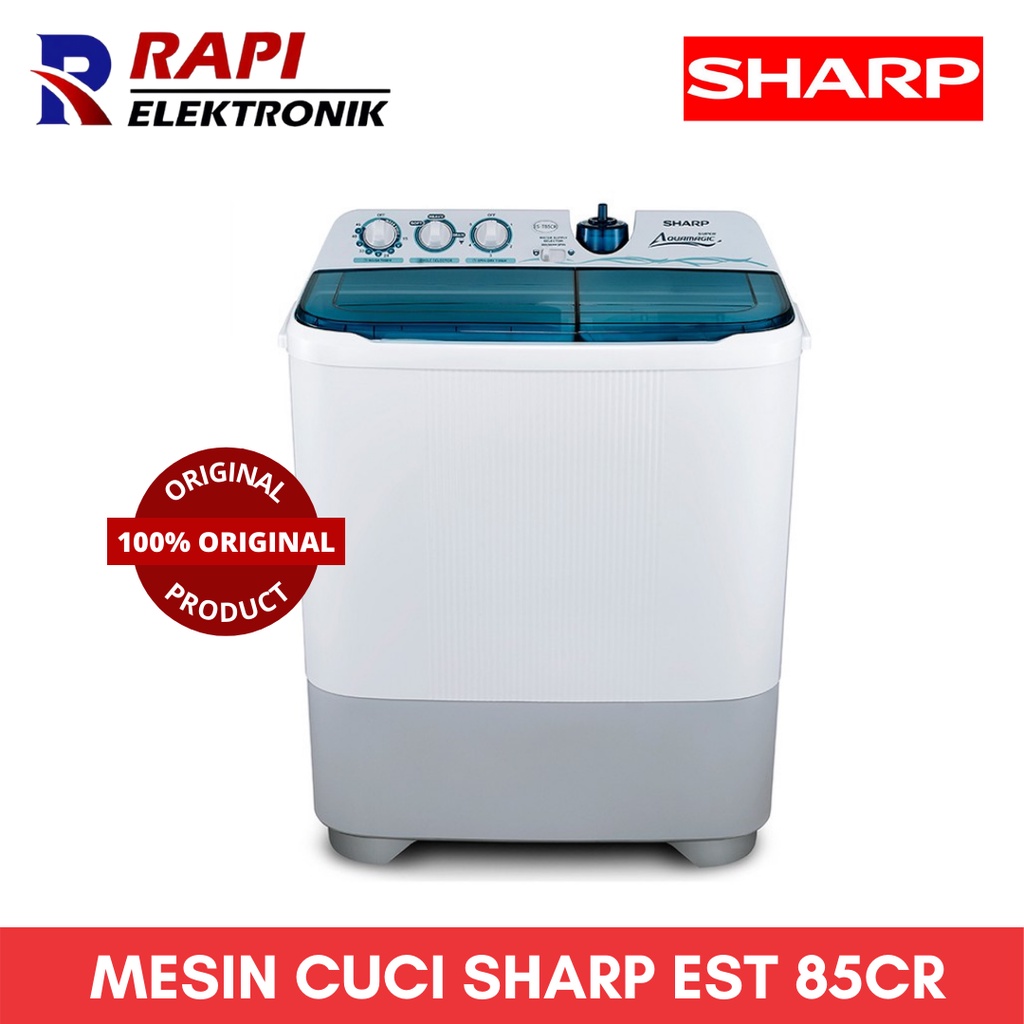 Jual MESIN CUCI SHARP 2 TABUNG/ TWINTUB EST 85CR 8kg | Shopee Indonesia