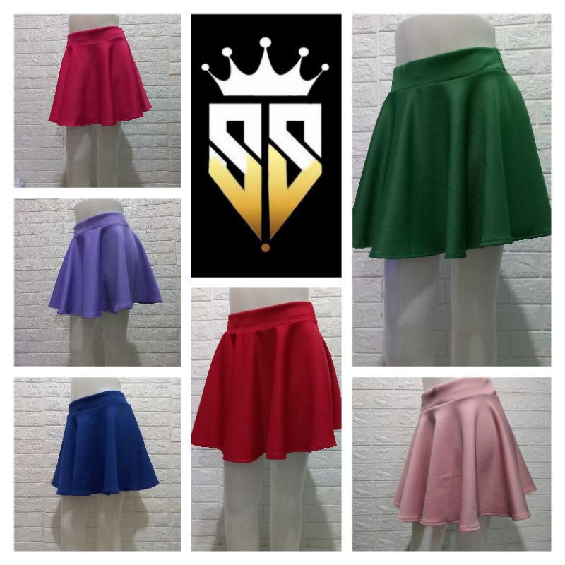 Jual Rok Scuba Premium Panjang Rok 39cm || Rok Mini Flare Scuba Premium ...