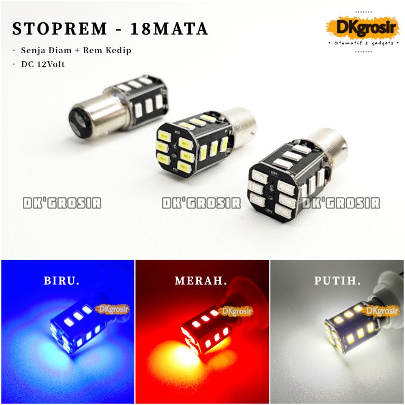 Jual Lampu LED Stop lamp 18 mata - 2 mode - Lampu Stoprem motor kaki 2 ...