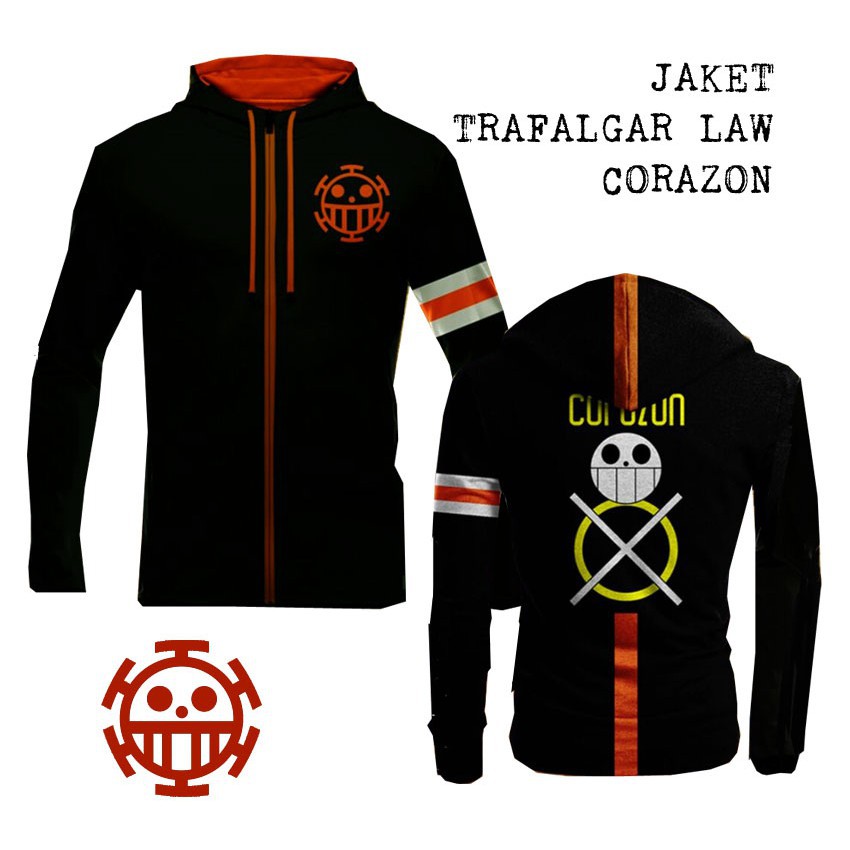 Jual Jaket Hoodie Zipper Anime One Piece Style Law CORAZON Best Seller ...