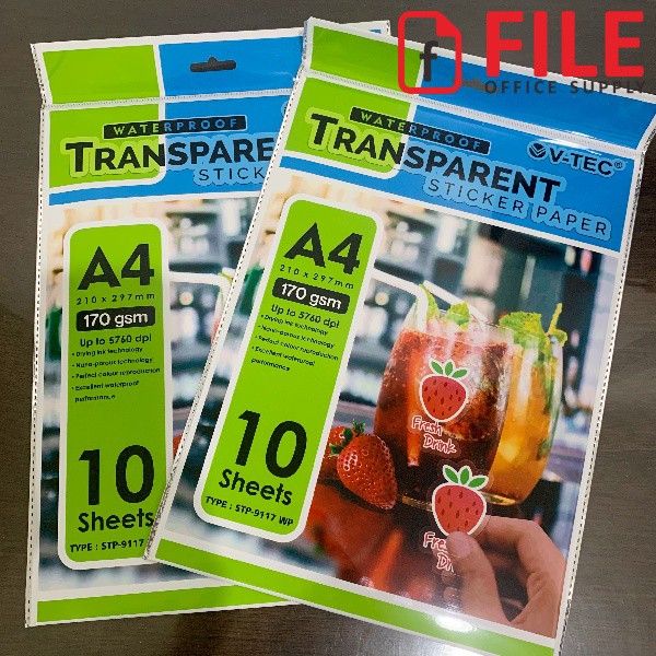 Jual Kertas Stiker Foto Transparan V-tec / Waterproof Transparent ...