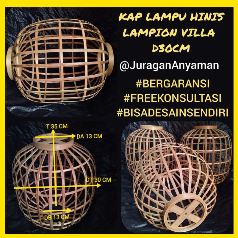 Jual KAP LAMPU HINIS LAMPION VILLA D30CM - KAP LAMPU BAMBU - KAP LAMPU ...