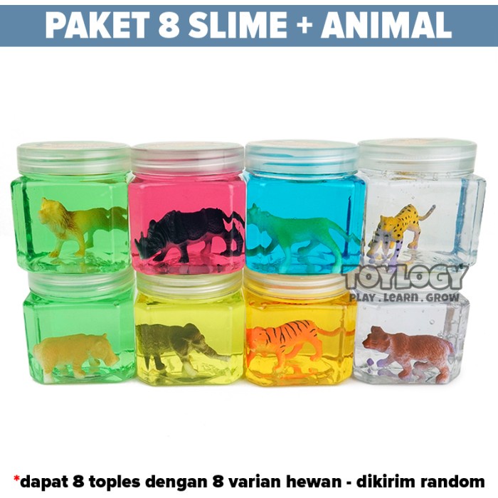 Jual Paket Slime Mainan Anak Animal Figure Hewan Toples Warna Warni ...