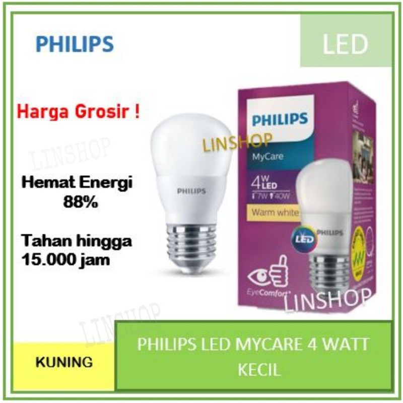 Jual PHILIPS LED BULB 4 WATT KECIL / LED PHILIPS 4W 4 W KECIL. (WARM ...