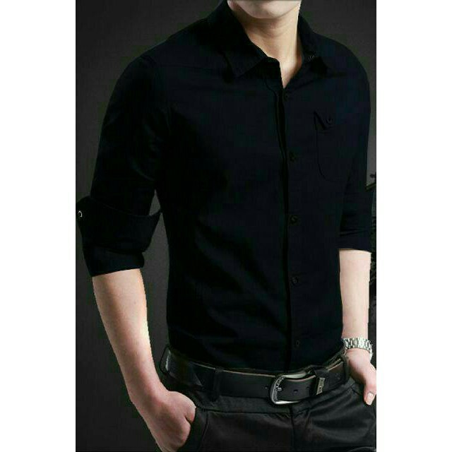 kemeja formal HITAM POLOS slim fit M-L-XL-XXL/kemeja KANTOR pria lengan ... kemeja formal HITAM POLOS slim fit M-L-XL-XXL/kemeja KANTOR pria lengan ...