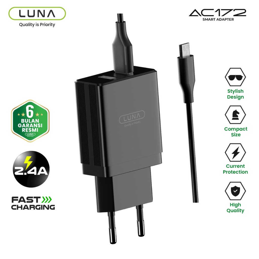 Jual Luna Adapter Charger Fast Charging 2.4 A Single Dual USB Wall ...