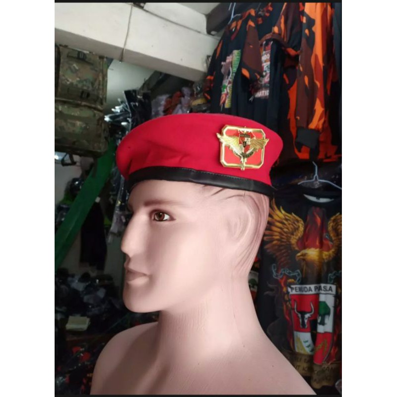 Jual BARET MERAH PEMUDA PANCASILA + EMBLEM | Shopee Indonesia