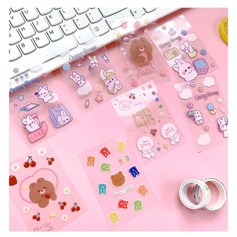 Review [MEOWMI] Sticker Aesthetic Bujo Bear Bunny STK0021 - Stikerpilihan