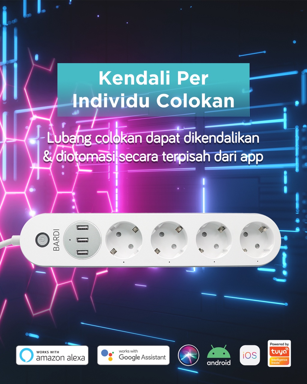 Jual BARDI Smart Extension Power Strips (Smart Stop Kontak, WIFI) | Shopee Indonesia