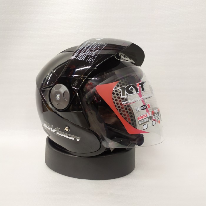 Jual Helm KYT 2 Vision Solid Polos Black | Halfface | Double Visor ...