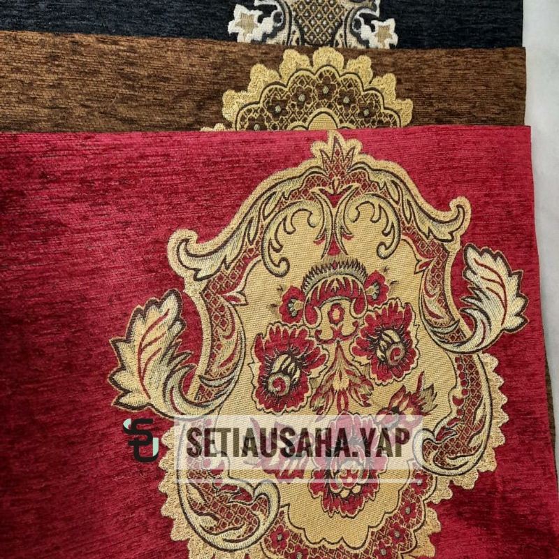 Jual Kain sofa chenille mewah luxurious bunga besar ceplok victorian ...