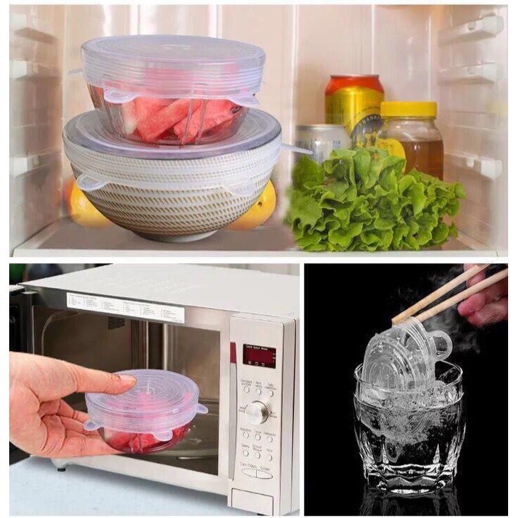 Jual SILICON PENUTUP MAKANAN FOOD COVER (1 SET 6 PCS) | Shopee Indonesia