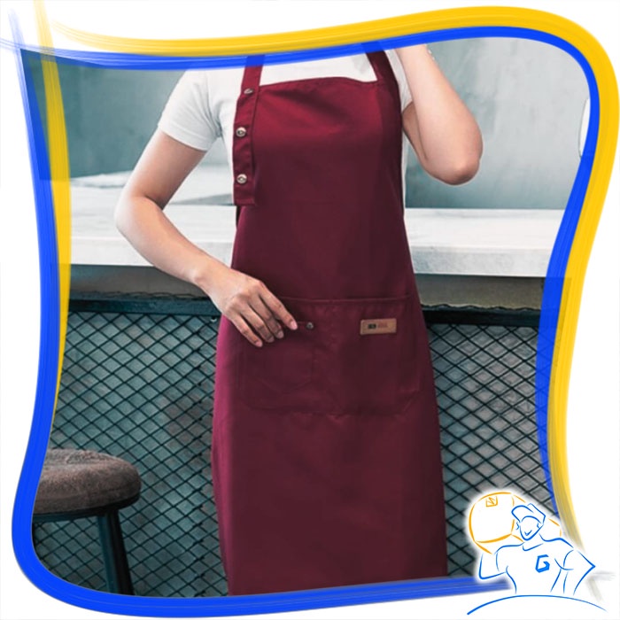Jual Celemek Hitam Barista Apron Bahan Kain Masak Dapur Waterproof Anti ...
