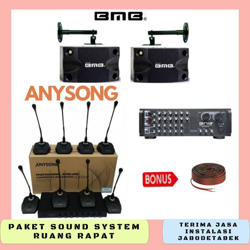 Jual Paket Sound System Ruang Rapat BMB ANYSONG 8 Mic Meja Wireless ...