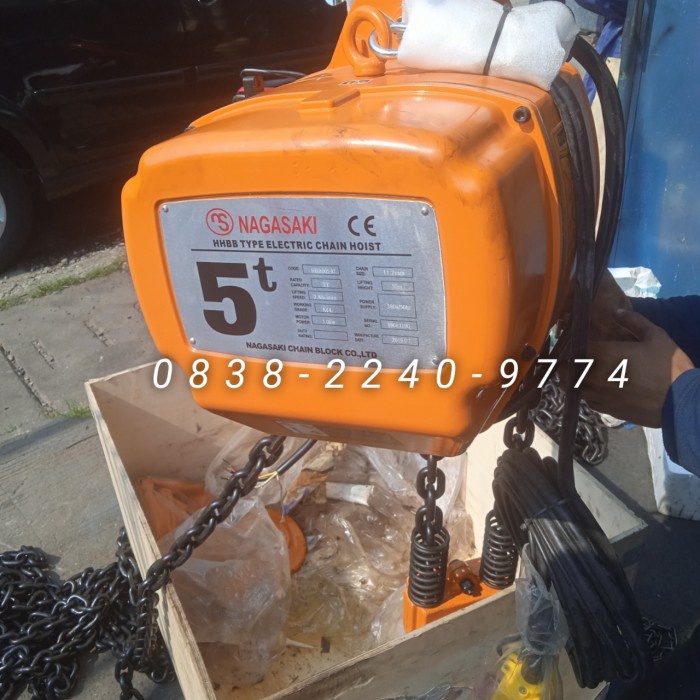 Jual crane electric chain Hoist 1 2 3 5 ton 12 Mtr katrol listrik nagasaki - 5 ton 12 meter ...