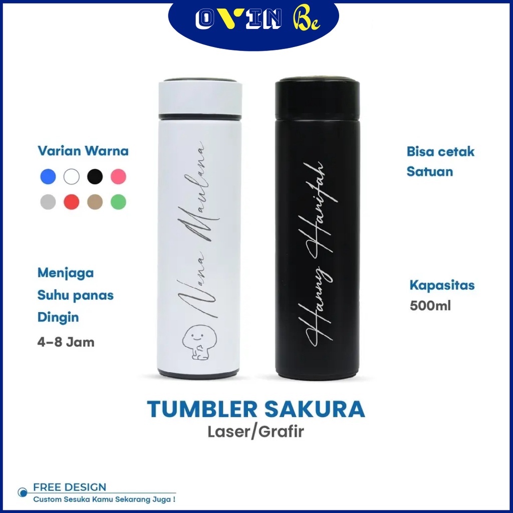 Jual Botol aesthetic Tumbler Nama Custom Tumblr Termos Botol Minum Costum BTS Korea Sakura 500ML ...