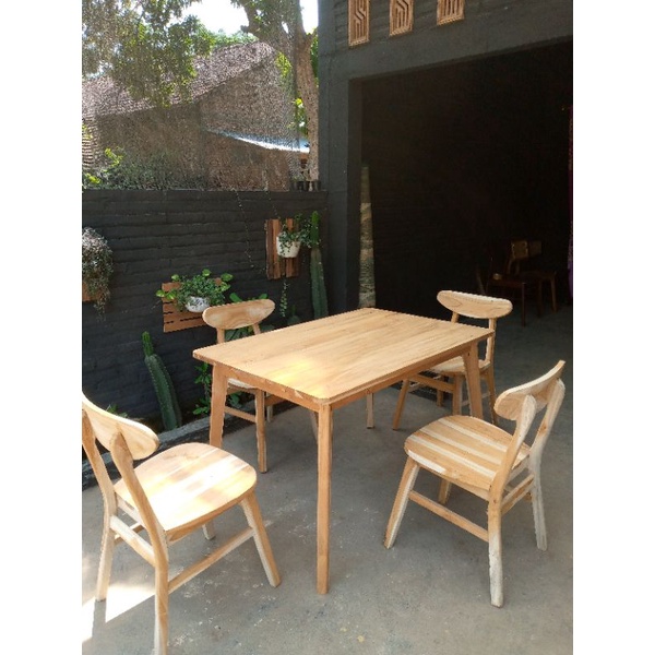 Jual meja makan minimalis ropan kayu jati 4 kursi | Shopee Indonesia