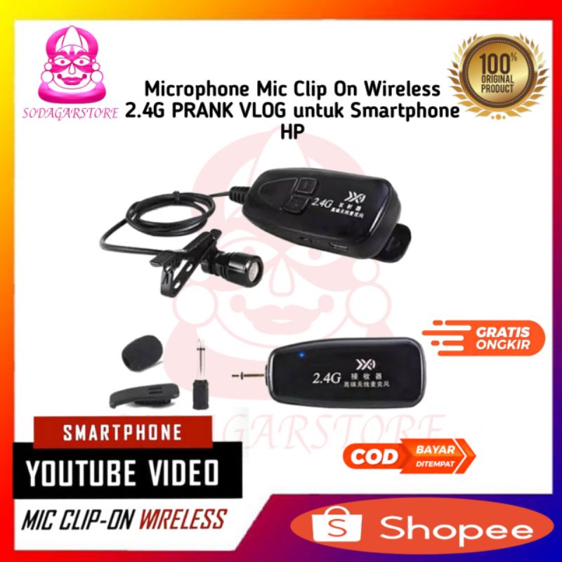 Jual Microphone Mic Clip On Wireless 2.4G UHF PRANK VLOG untuk ...