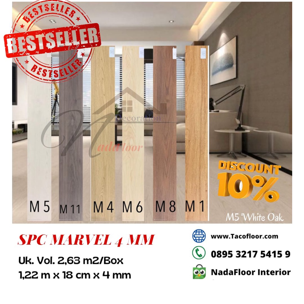 Jual Lantai SPC Motif Kayu SPC Marvel 4 mm Harga Perbox | Shopee Indonesia