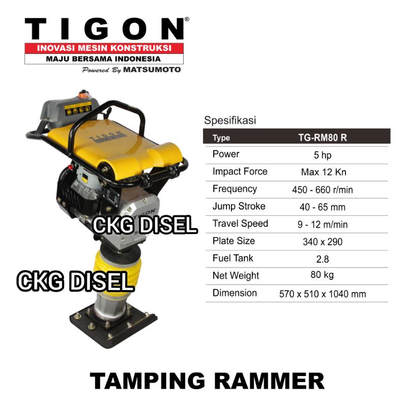 Jual TAMPING RAMMER / STEMPER KUDA TIGON (TG-RM80 + ENGINE ROBIN ...