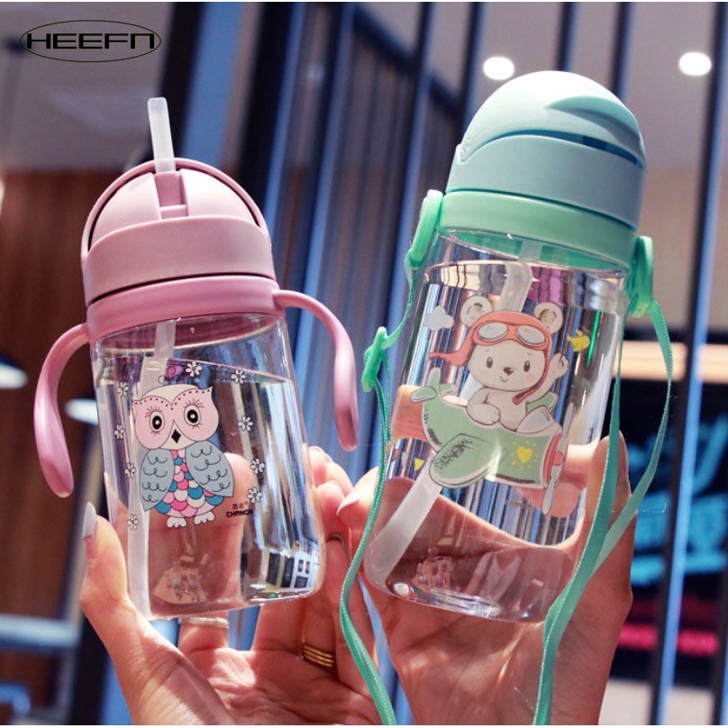 Botol Minuman / Cangkir Minuman dengan Sedotan dan Gagang Ukuran 420ml / Anak-Anak (BPA FREE ...