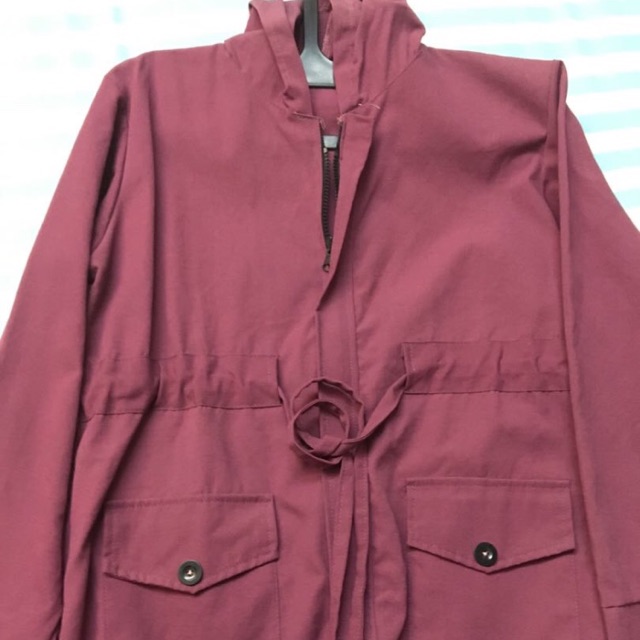 Jual Purple Red Parka Maroon Jaket Vintage Thrift Store Outer Raincoat ...