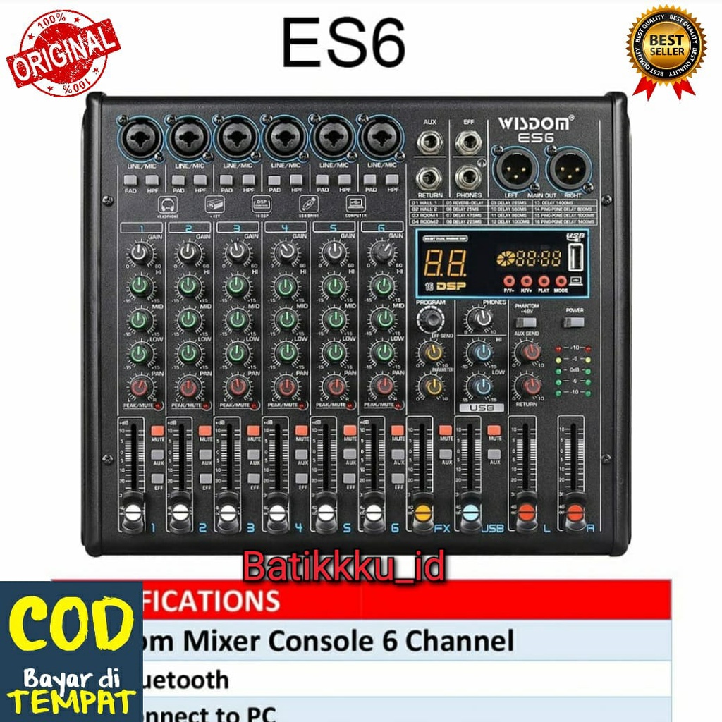 Jual MIXER WISDOM ES6 ES 6 E S 6 6CH ORIGINAL BLUETOOTH-USB-RECORDING | Shopee Indonesia