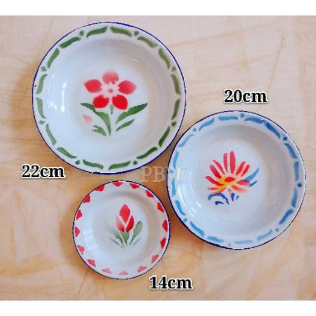 Jual Piring Seng Enamel 22 CM / Piring Kaleng / Piring Makan (12pcs ...