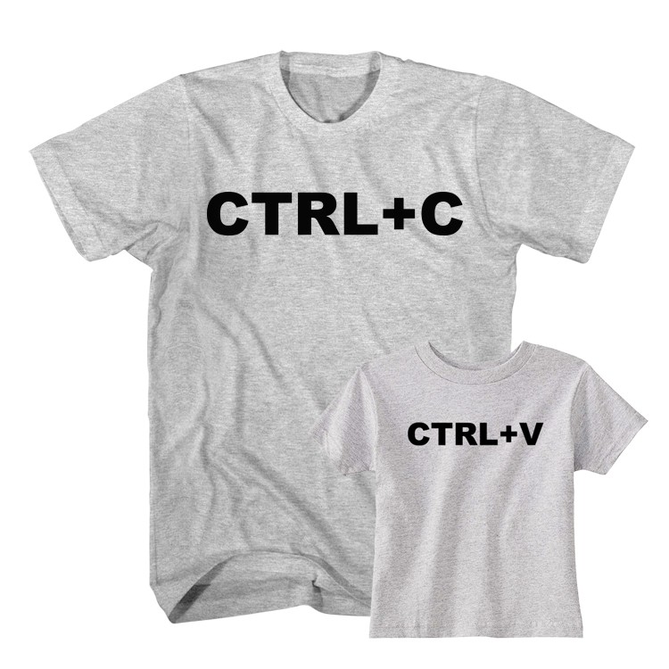 Jual Kaos Couple Ayah Anak Tulisan CTRL C dan CTRL V, Baju Warna Abu ... Jual Kaos Couple Ayah Anak Tulisan CTRL C dan CTRL V, Baju Warna Abu ...