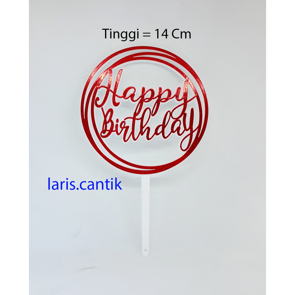 Jual Cake Toper Happy Birthday Merah Tinggi 14 Cm Isi 100 Pcs | Shopee ...