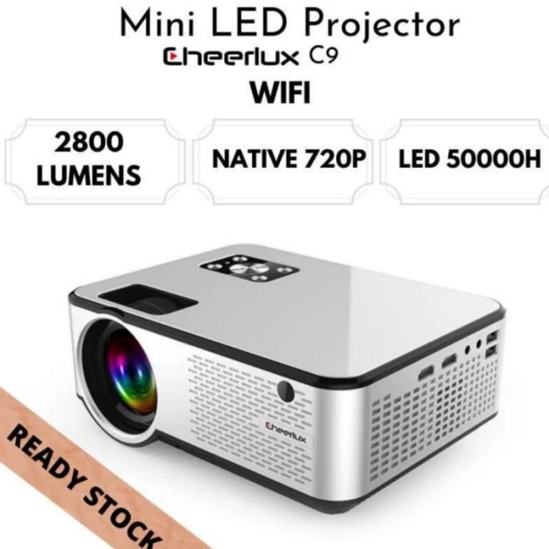 Jual Cheerlux c9 wifi mini LED 720p projector 2800 lumens analog tv ...