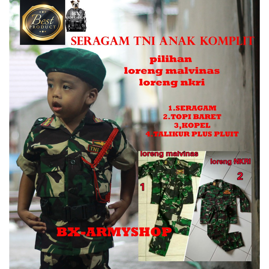 Jual BAJU SERAGAM LORENG ANAK KOSTUM LORENG TNI CILIK GROSIR | Shopee ...
