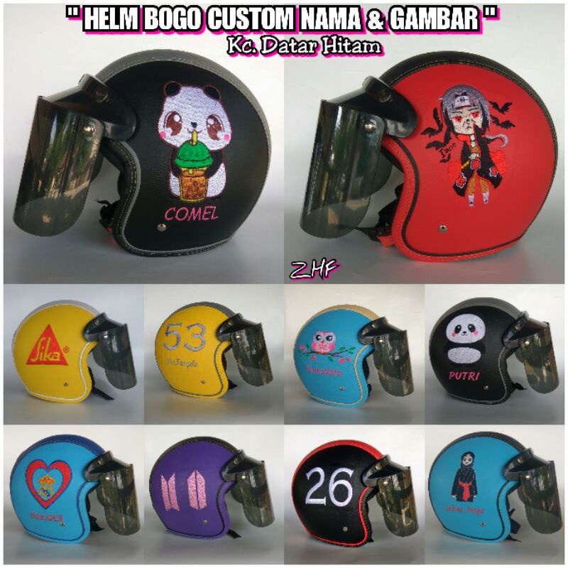 Jual HELM BOGO CUSTOM NAMA & GAMBAR, WARNA SESUAI REQUEST | Shopee ...