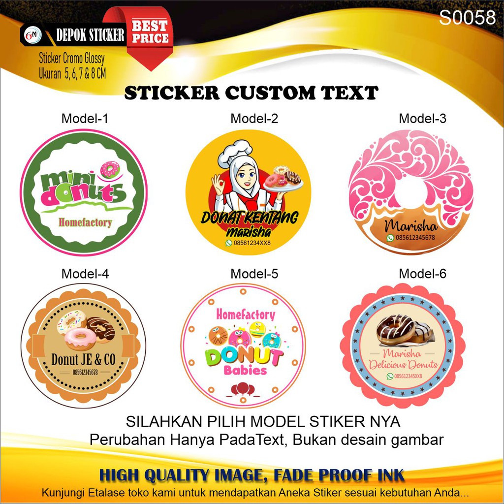 Jual Cetak Stiker label DONAT Makanan DONUT | Shopee Indonesia