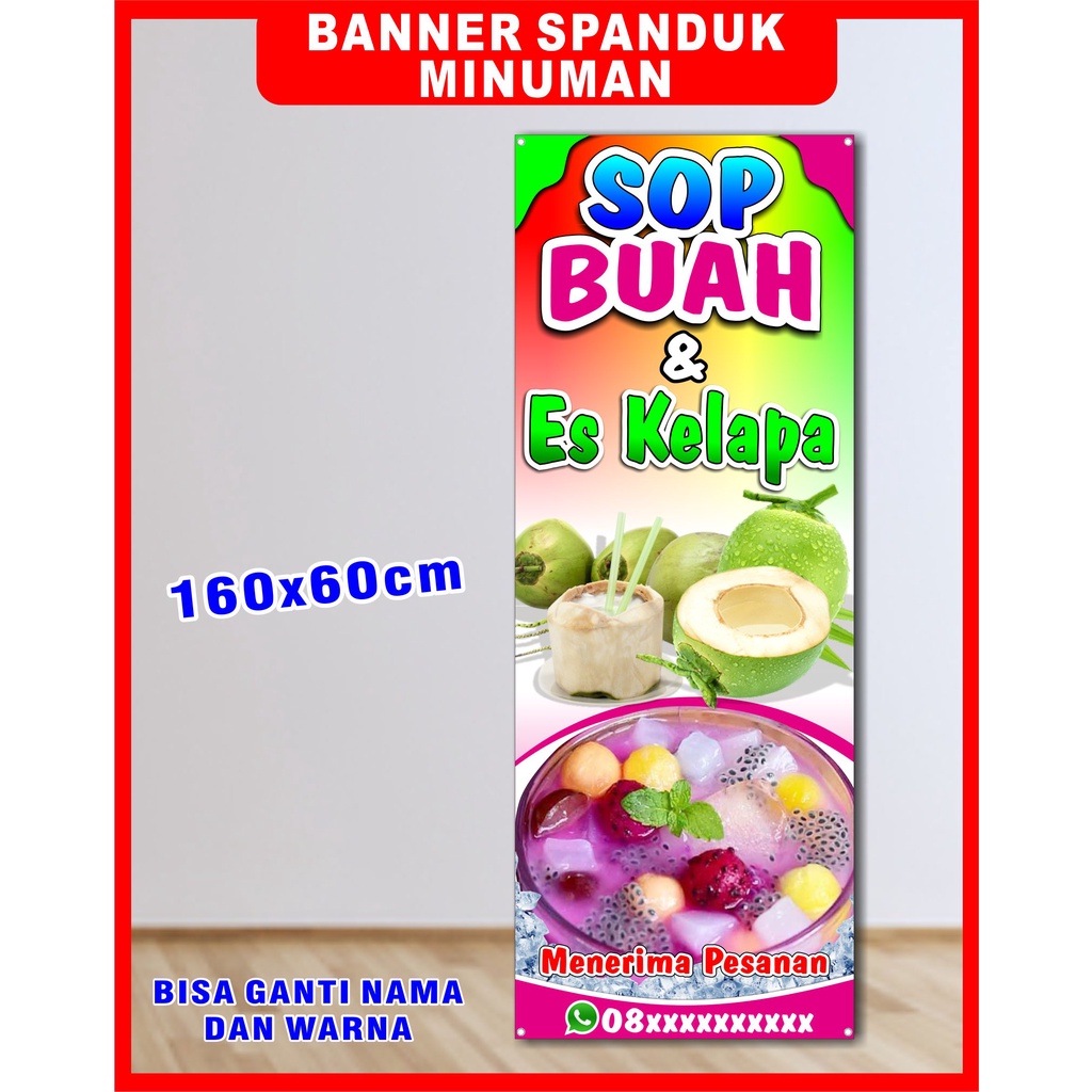 Jual Spanduk Sop Buah Es Kelapa, banner minuman Sop Buah Es Kelapa ...