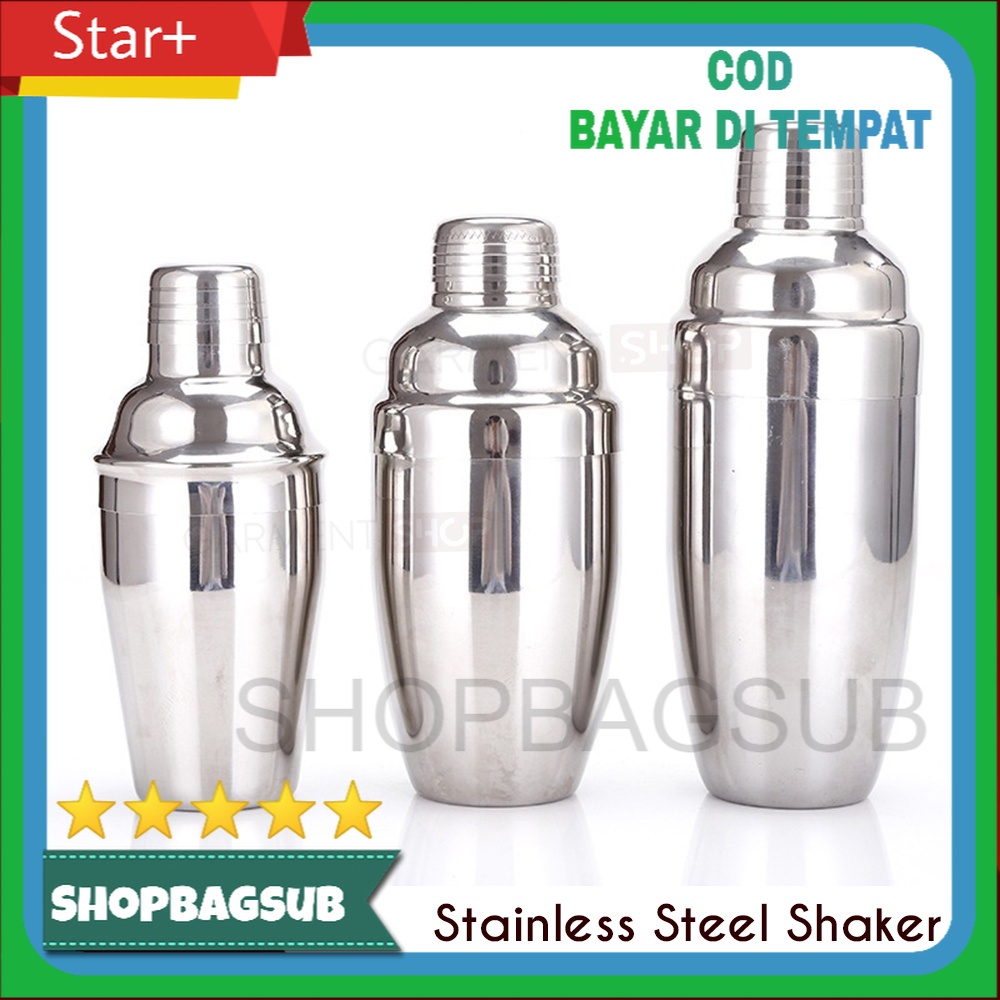 Jual Shaker Cocktail Stainless Steel Botol Pengocok Minuman Plastik ...