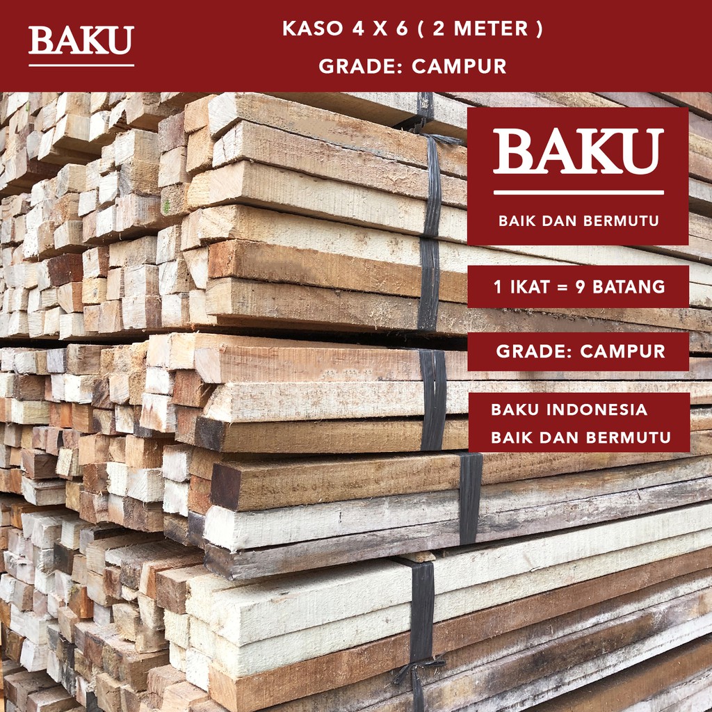 Jual Kayu Kaso 4 x 6 Campur (1 ikat isi 9 batang) (2 meter) | Shopee ...