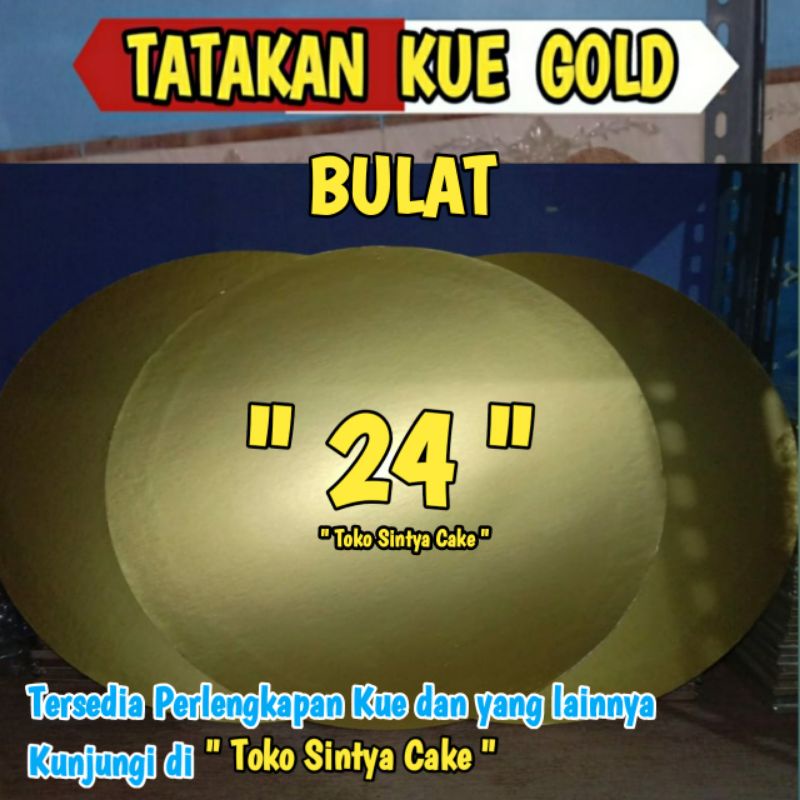 Jual Tatakan Kue Gold Bulat 24 Cm / Alas Kue Ulang Tahun Gold Premium ...