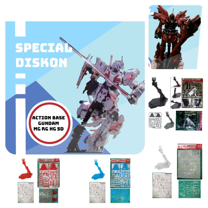 Jual Action base Gundam MG HG RG SD black red blue transparent | Shopee Indonesia