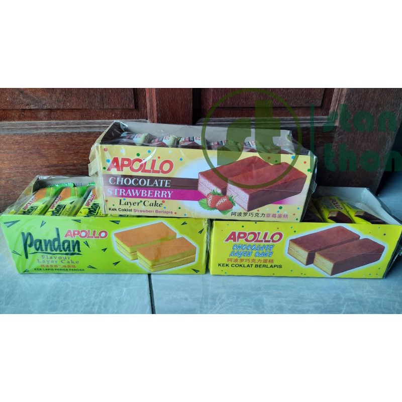 Jual Bolu Apollo Malaysia rasa Chocolate, pandan & strawberry 18 gr x ...