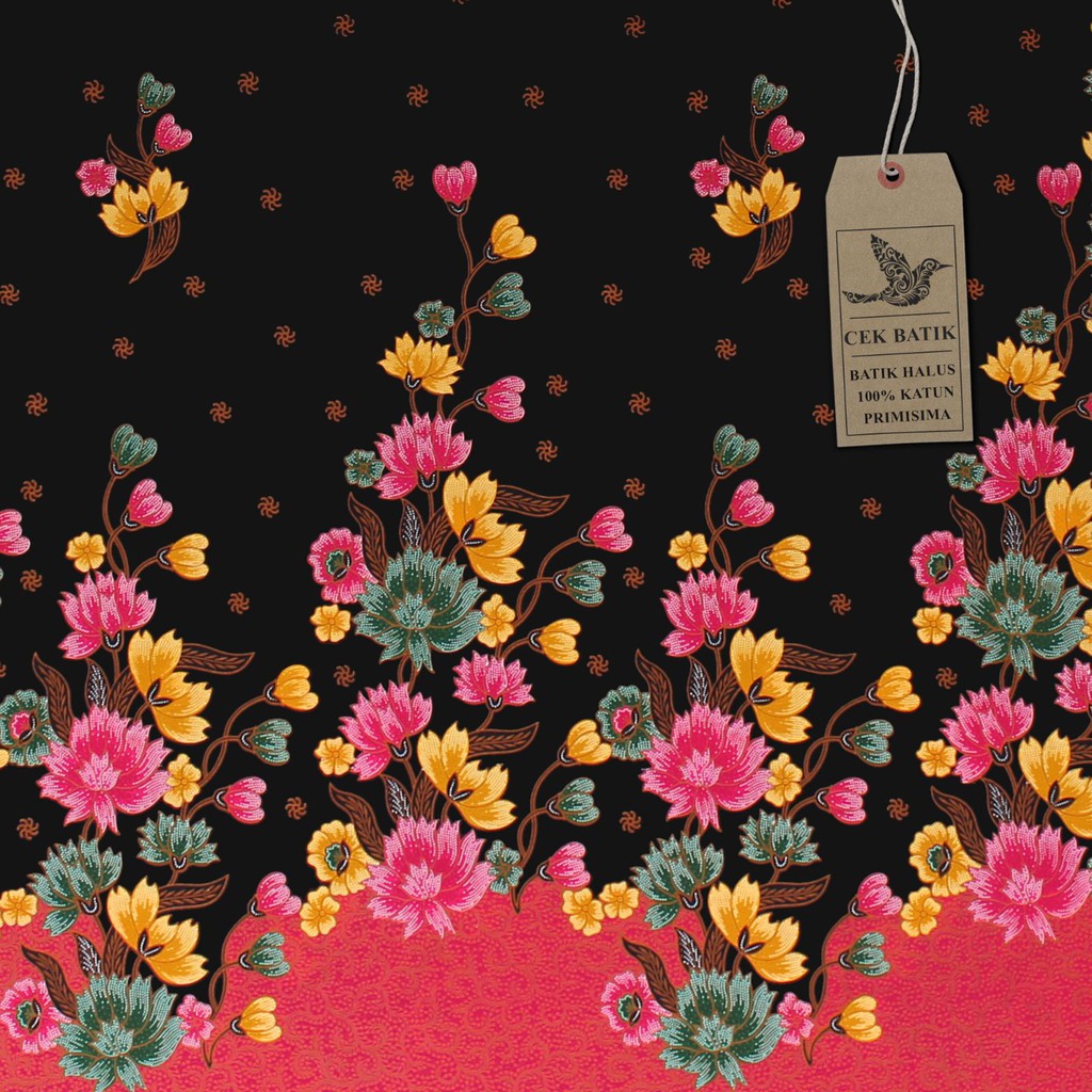 Jual Kain Batik - Motif Bunga Anggun Hitam Manis - Pink Indonesia ...