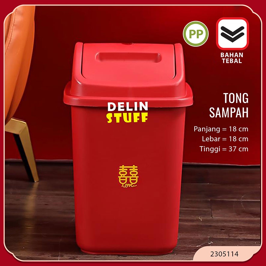 Jual Tong Sampah Tutup Kamar Pengantin Wedding Tong Sampah Merah Huruf Hie Bahan Tebal (2305114 ...