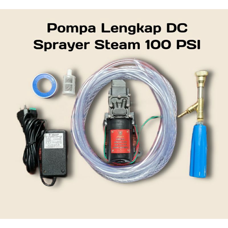 Jual Paket lengkap pompa air mini otomatis 100 PSI 12V steam sprayer ...