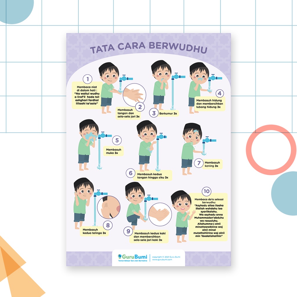 Jual Poster Edukasi Islami | Tata Cara Wudhu | Wipe and Clean ...