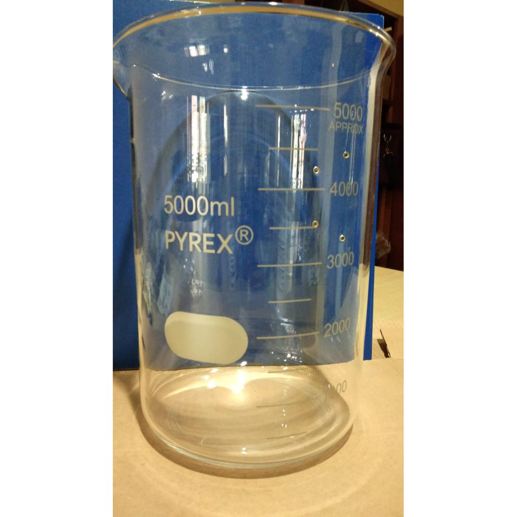 Jual BEAKER GLASS LOW FORM 5000 mL PYREX | Shopee Indonesia