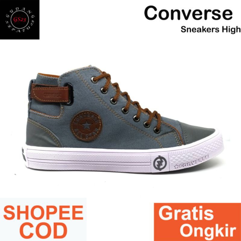 Jual Sepatu Sneakers Converse High Abu Murah Original | Shopee Indonesia