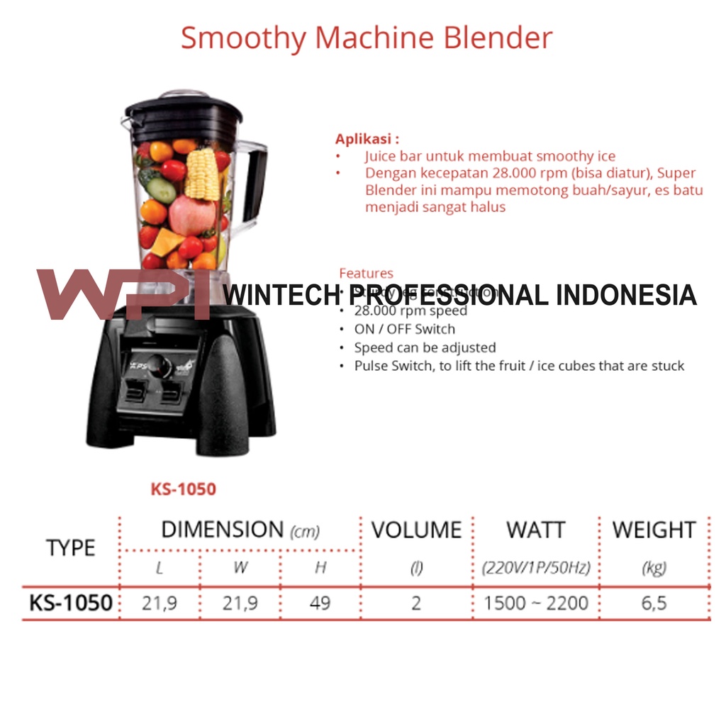 Jual Getra KS-1050 Heavy Duty Blender - Juice Bar Untuk Membuat Smoothy Ice -Blender Kapasitas 2 ...